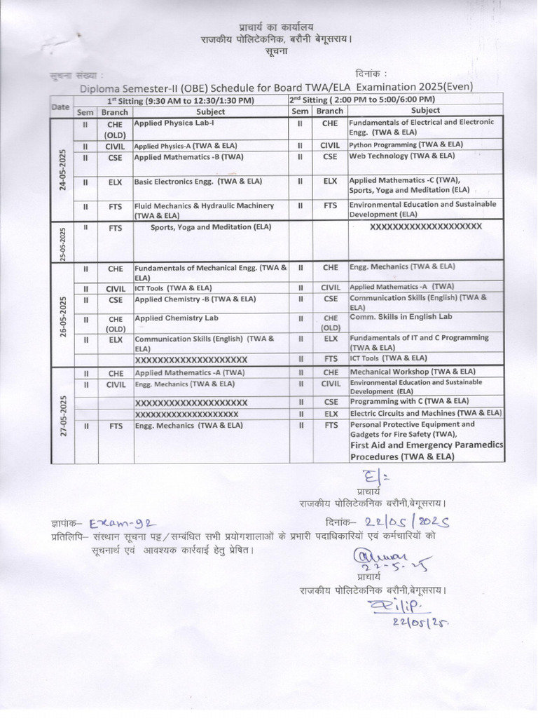 Practical Exam Schedule May 2025 | PDF