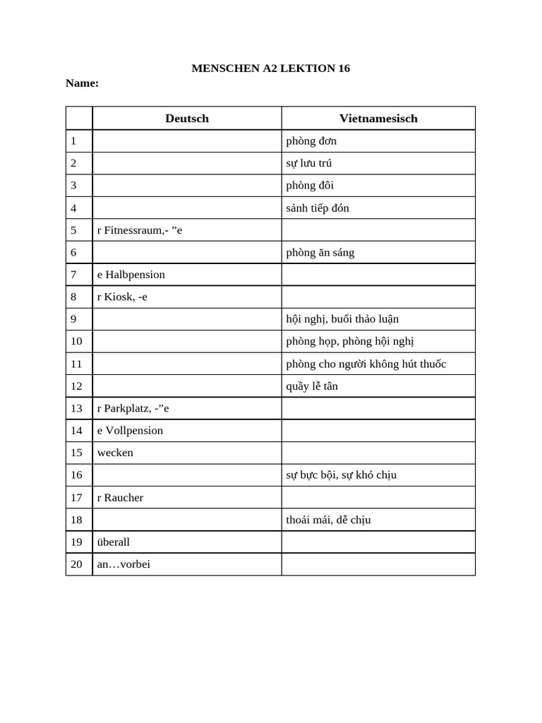 Menschen A2 Lektion 16 | PDF