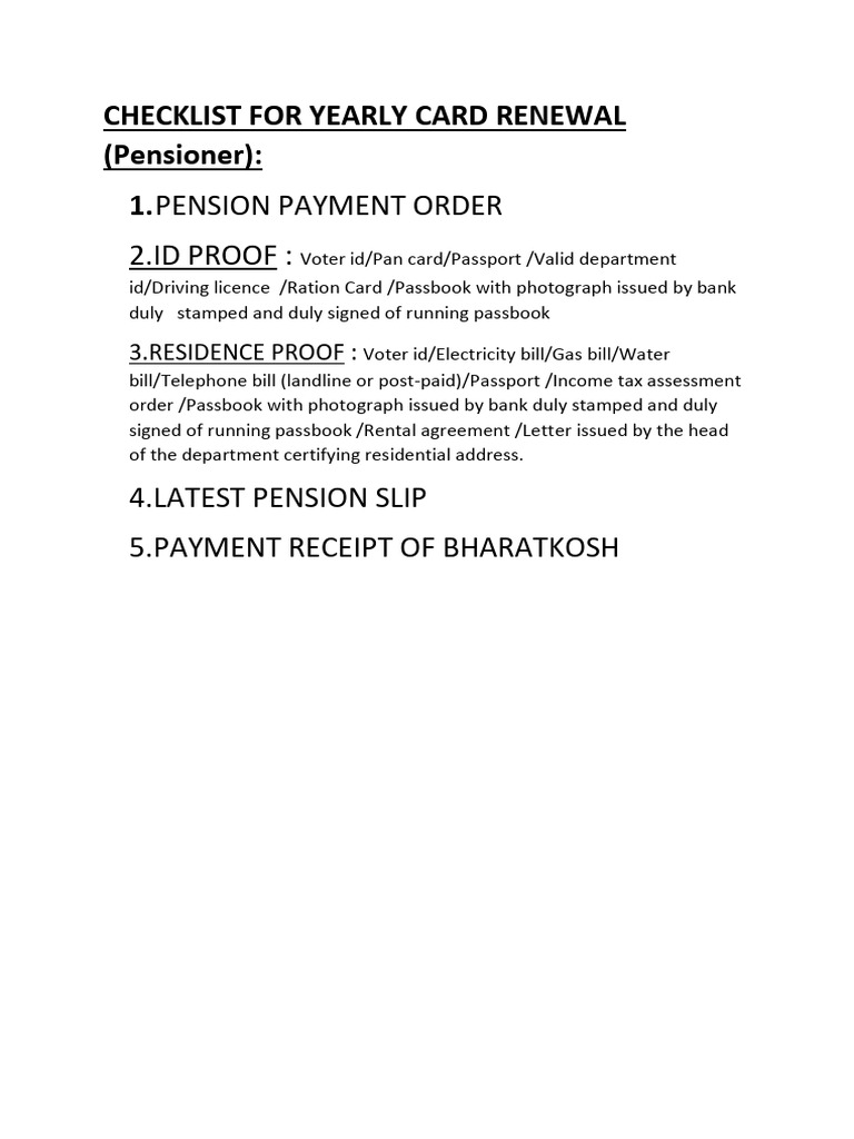 Checklist For Yearly Renewal and Life Time Renewals (P) | PDF