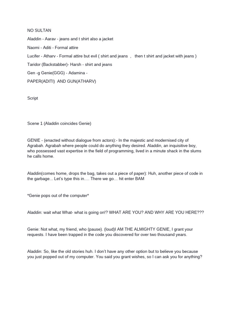 Aladdin Modernized Script | PDF