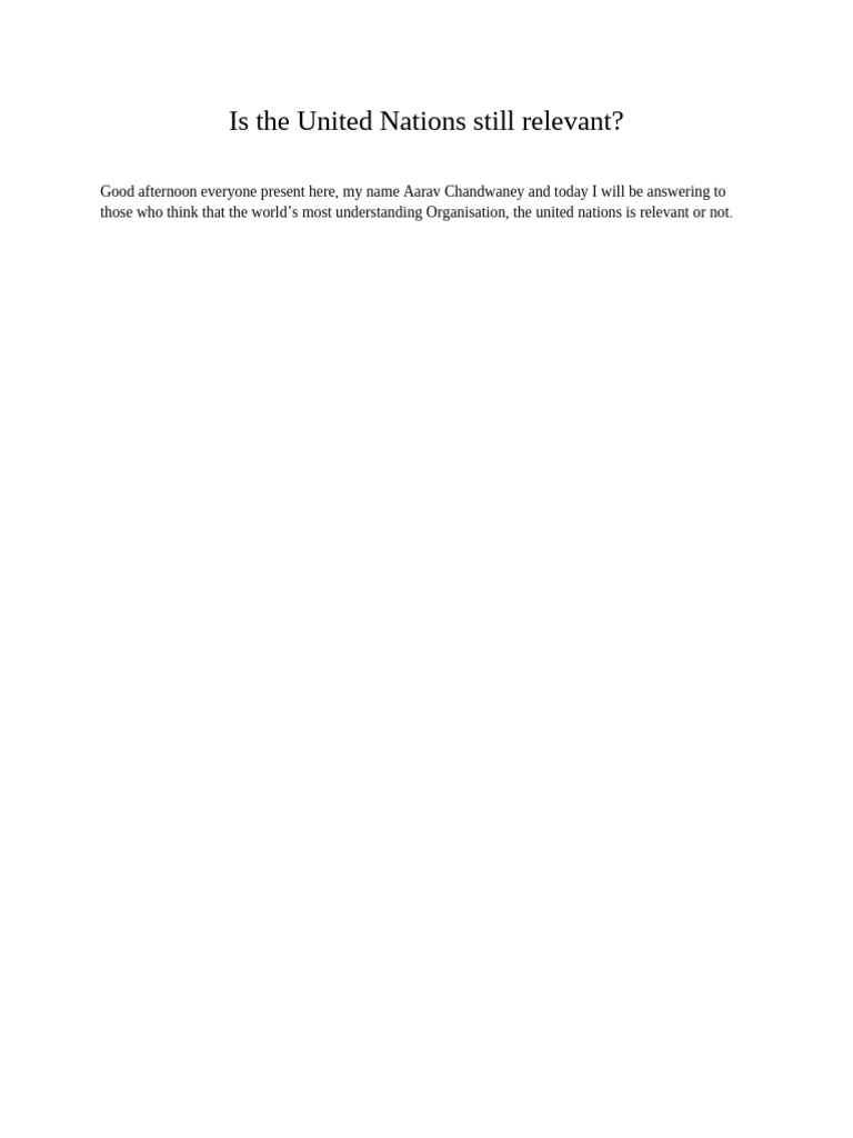 Is The United Nations Still Relevant | PDF