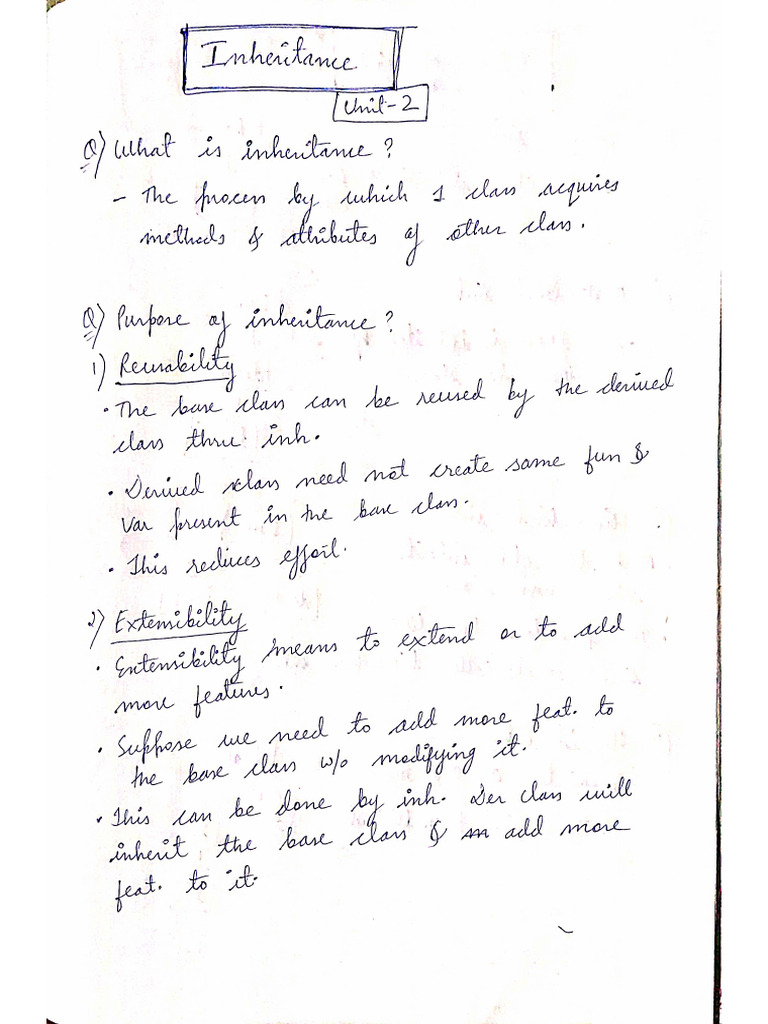 Notes 13 Inheritance | PDF