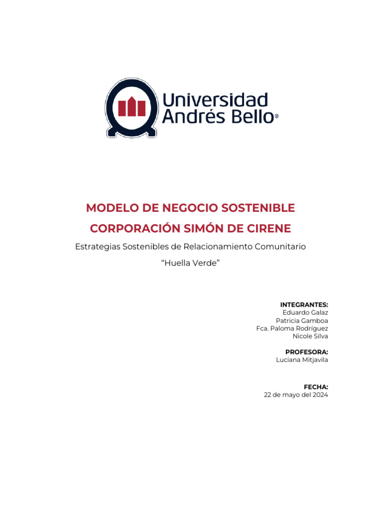 Modelo de Negocio Sostenible Simón de Cirene | PDF | Sustentabilidad ...