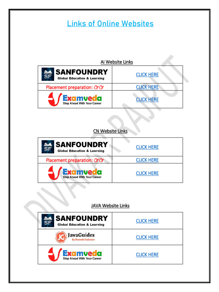 Links of Online Websites | PDF