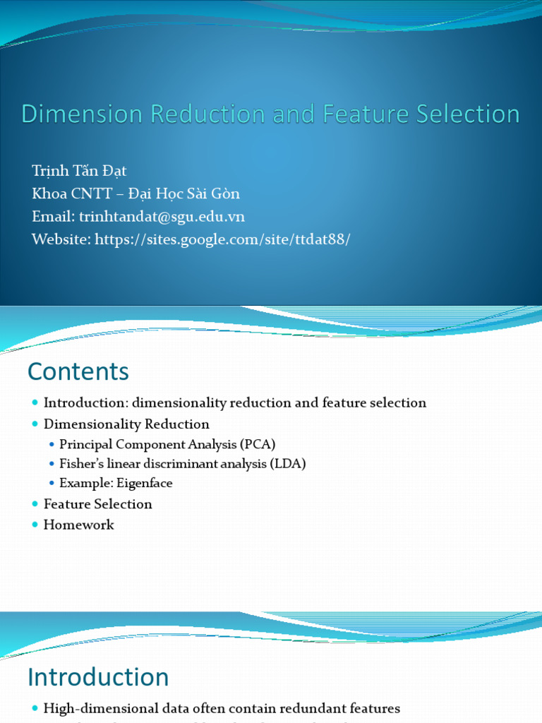 9 - Dimension Reduction and Feature Selection | PDF
