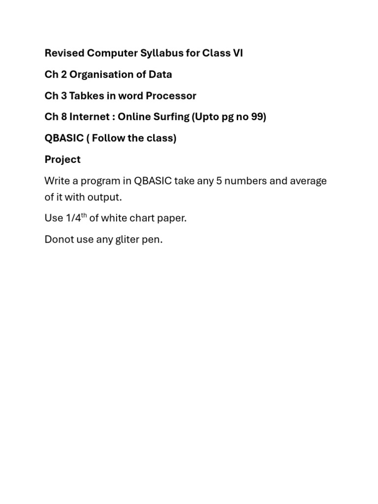 Class VI Computer Syllabus Overview | PDF
