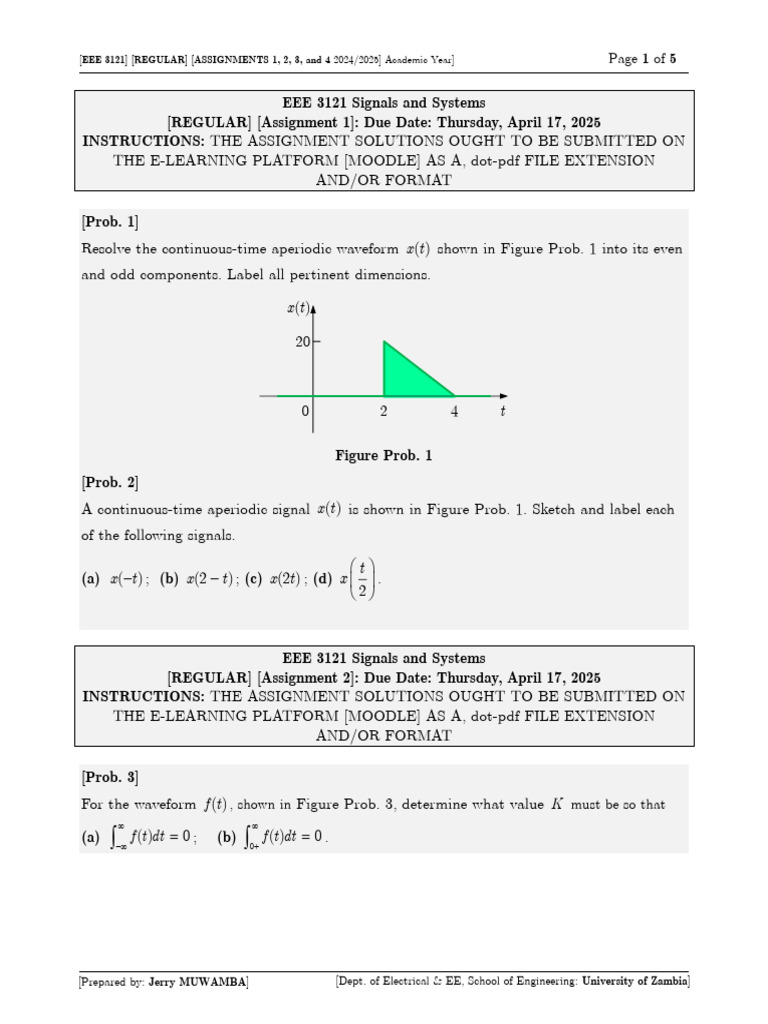 EEE 3121 (REGULAR) (Assignments 1, 2, 3, N 4) (2024-2025 Academic Year) | PDF | Fourier Series ...