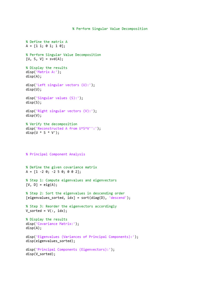 Matlab Code For Ciat - Ii | PDF | Eigenvalues And Eigenvectors | Matrix (Mathematics)