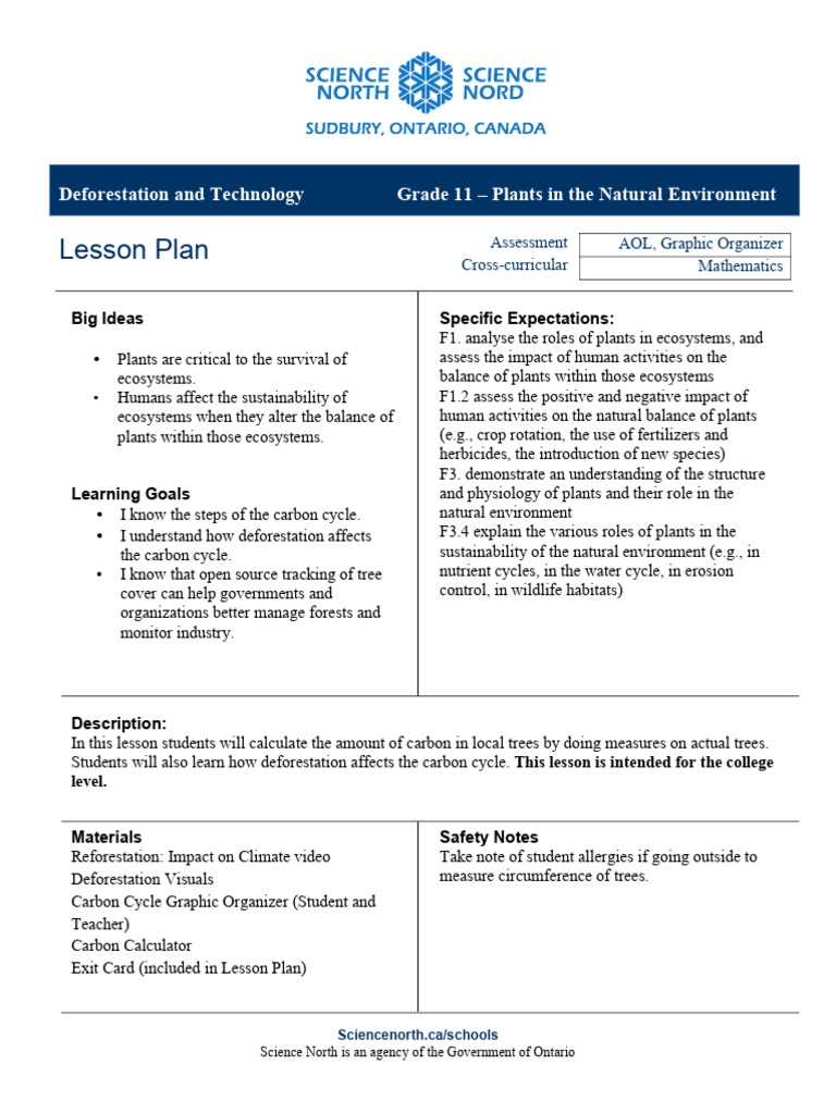 Deforestation Lesson Plan | PDF | Deforestation | Greenhouse Gas