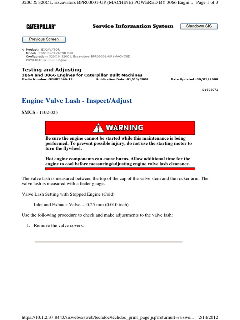 Engine Valve Lash Adjustment Guide | PDF | Vehicle Technology | Engines