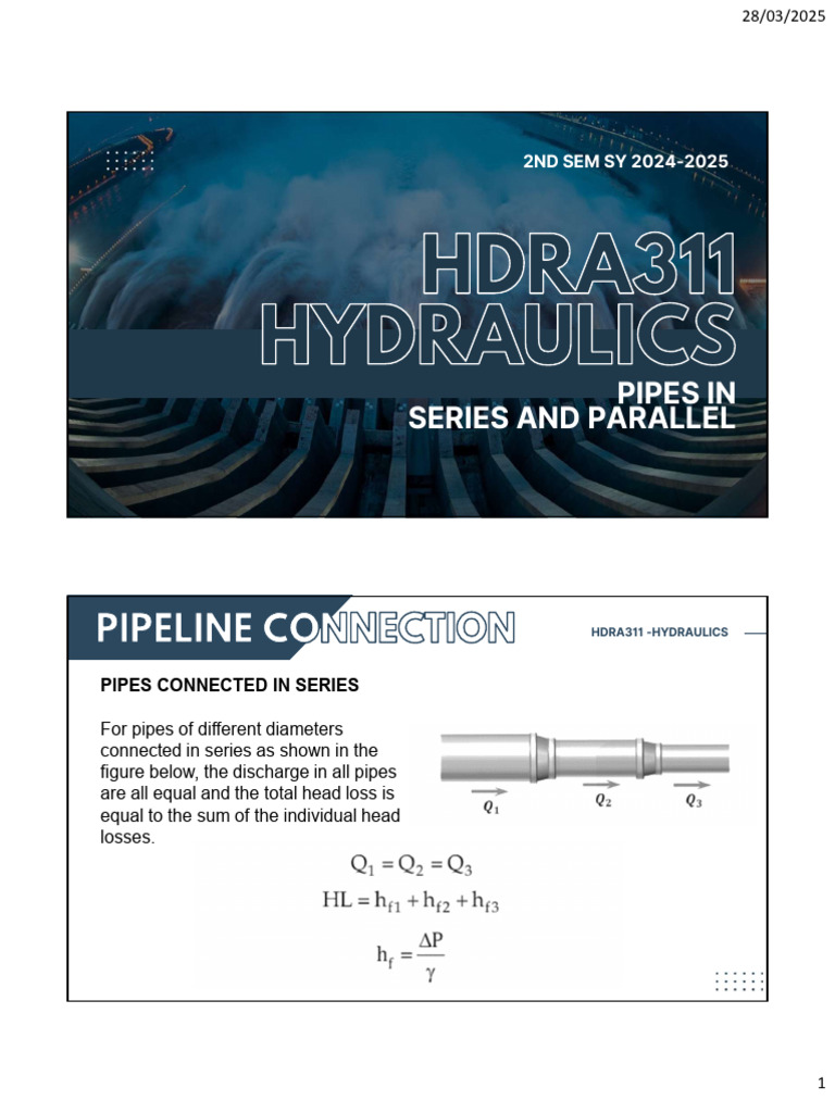 Hdra311 Pipes in Series and Parallel | PDF | Discharge (Hydrology ...