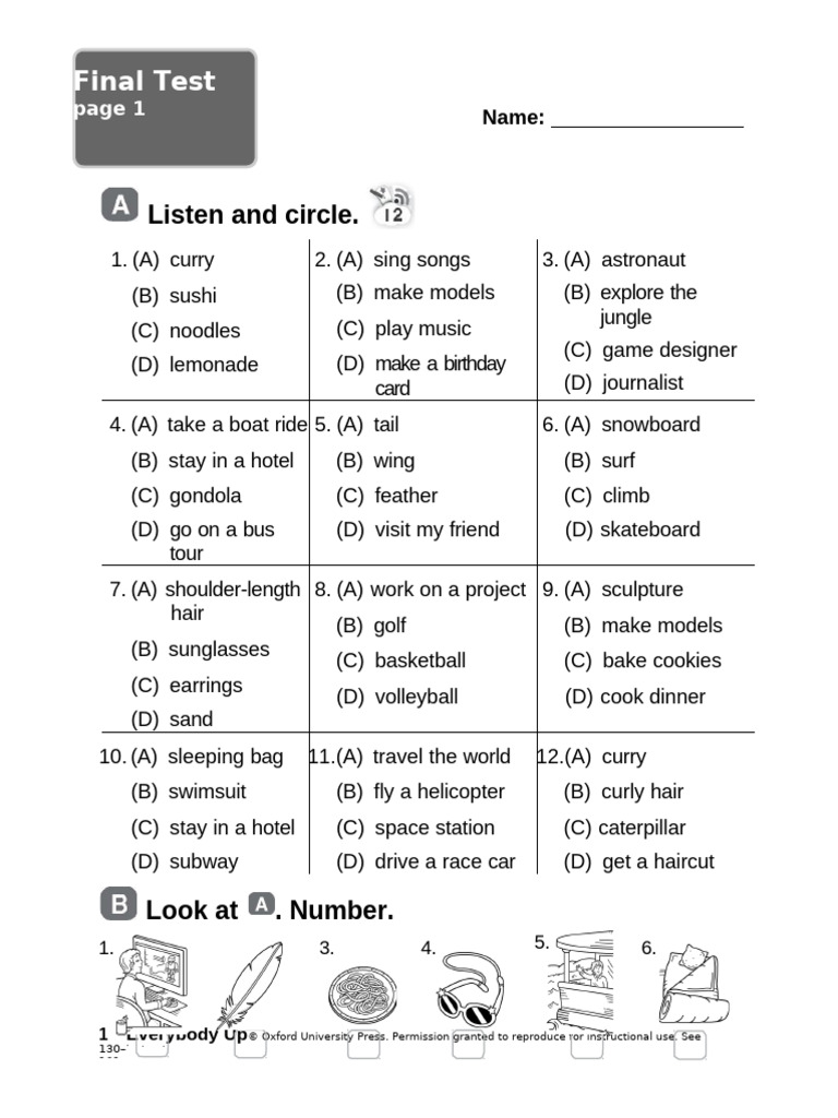 Everybody Up 4 Final Test | PDF