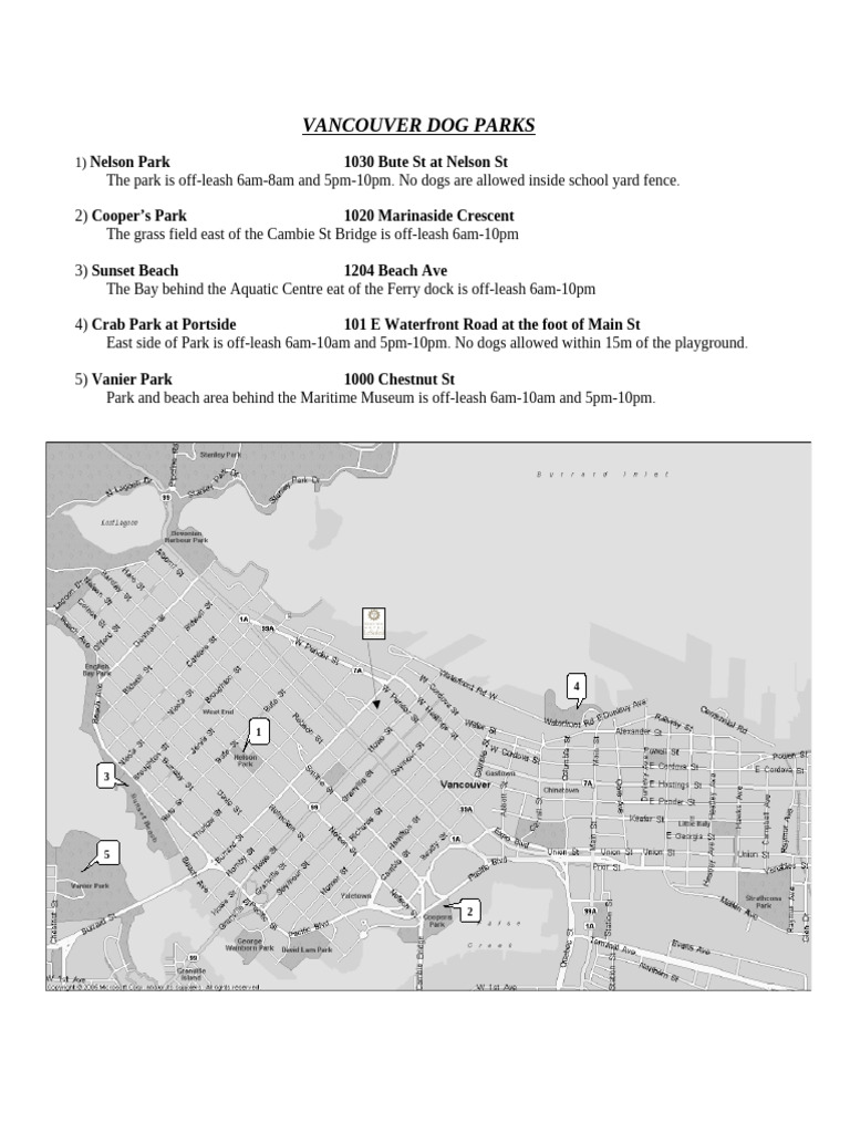 Vancouver Dog Park Map | PDF