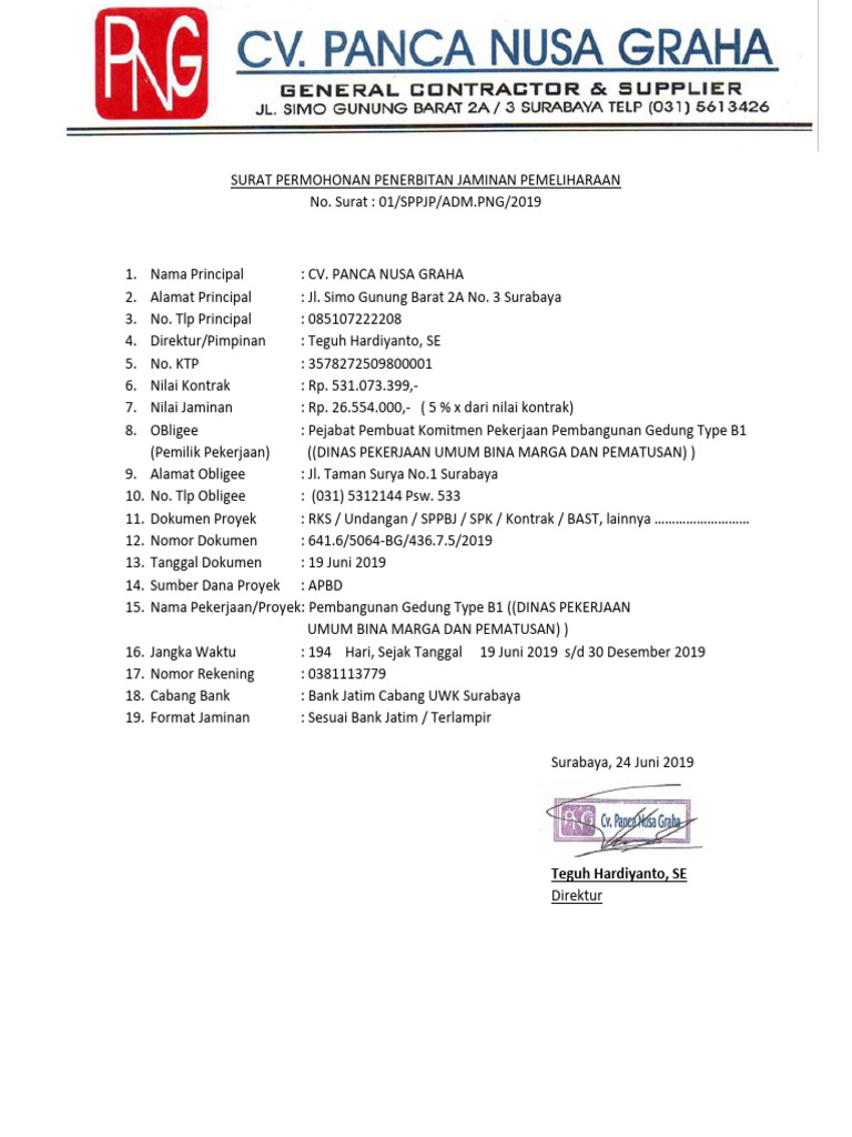 Formulir Permohonan Bank Garansi PNG | PDF