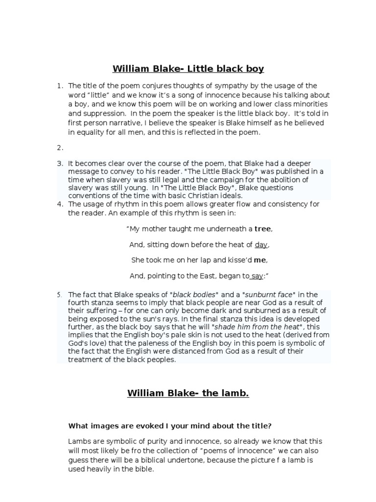 Little Black Boy | PDF | William Blake