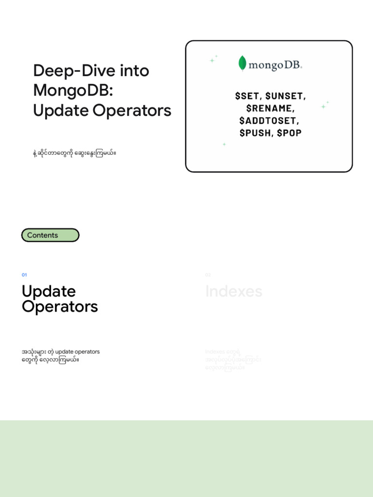 Day - 09 - Deep-Dive Into MongoDB - Update Operators | PDF | Computer Data | Information Retrieval