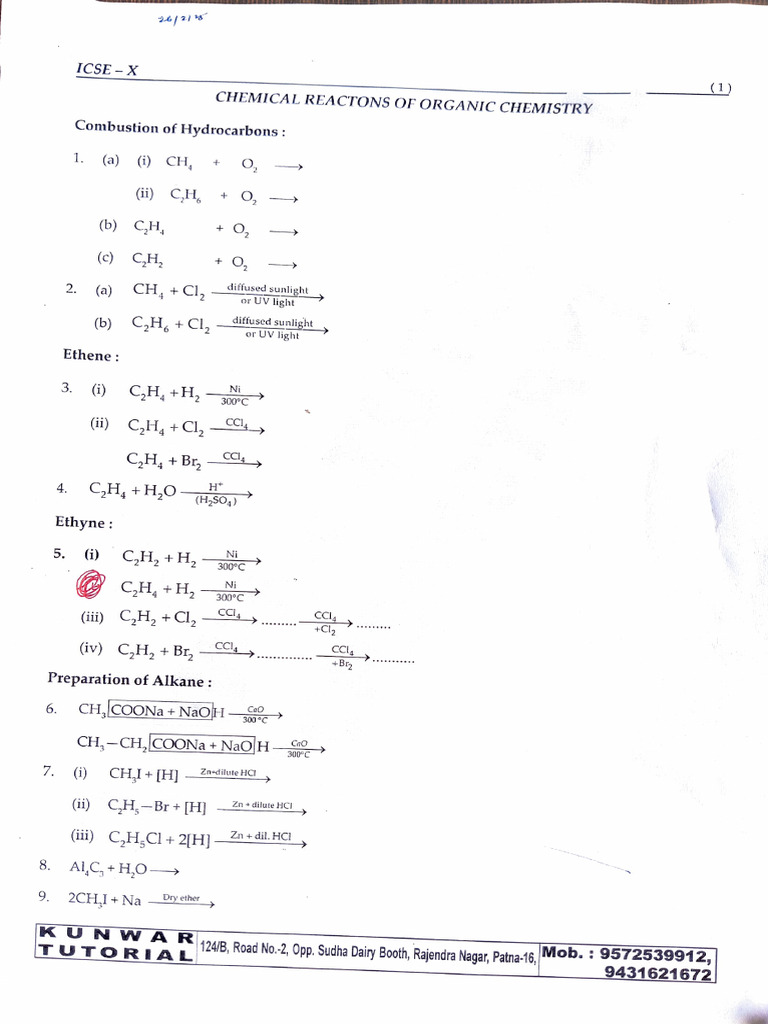 Organic Chemistry Equations | PDF | Carboxylic Acid | Chemical Compounds