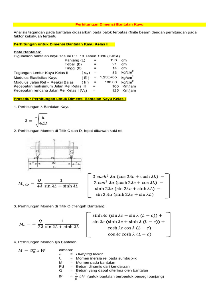 Perhitungan Dimensi Bantalan Kayu Jalan Rel Kelas III | PDF