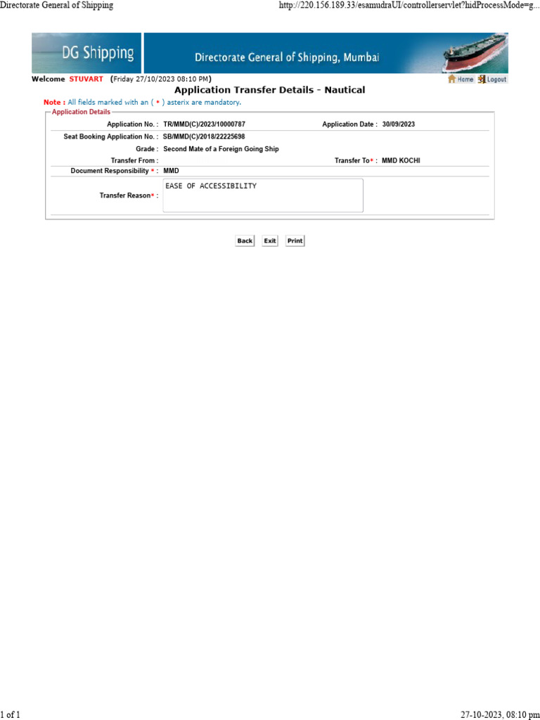 Application Transfer Details - Nautical: Ease of Accessibility | PDF