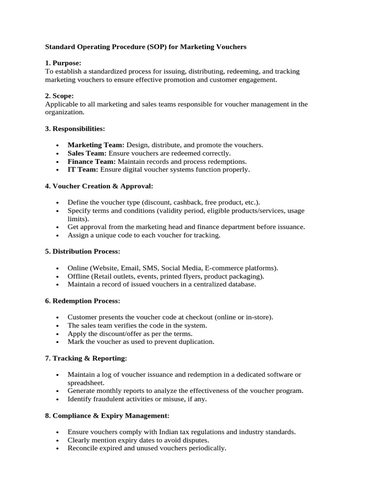 Marketing Voucher SOP Guide | PDF | Marketing | Point Of Sale