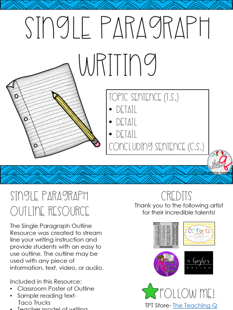 Single Paragraph Writing: Topic Sentence (T.S.) Detail Detail Detail ...