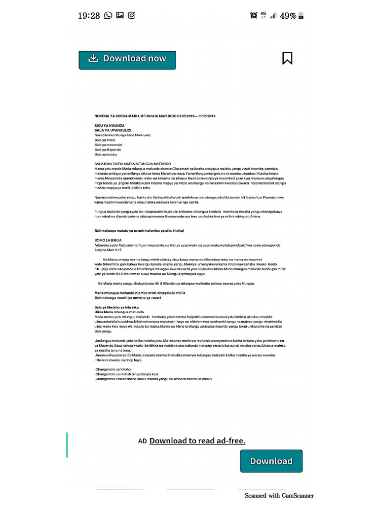 Novena Ya Bikira Maria Mfungua Mafundo | PDF