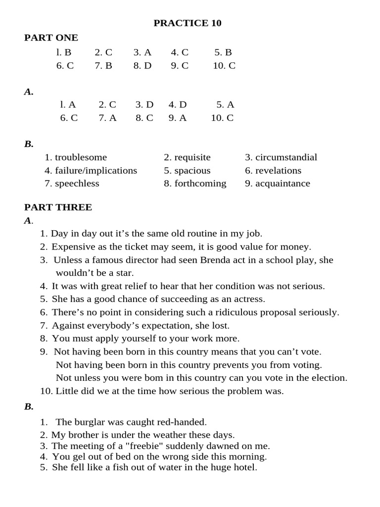KEY PRACTICE 10 | PDF