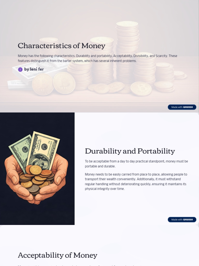 Characteristics of Money | PDF | Money | Barter