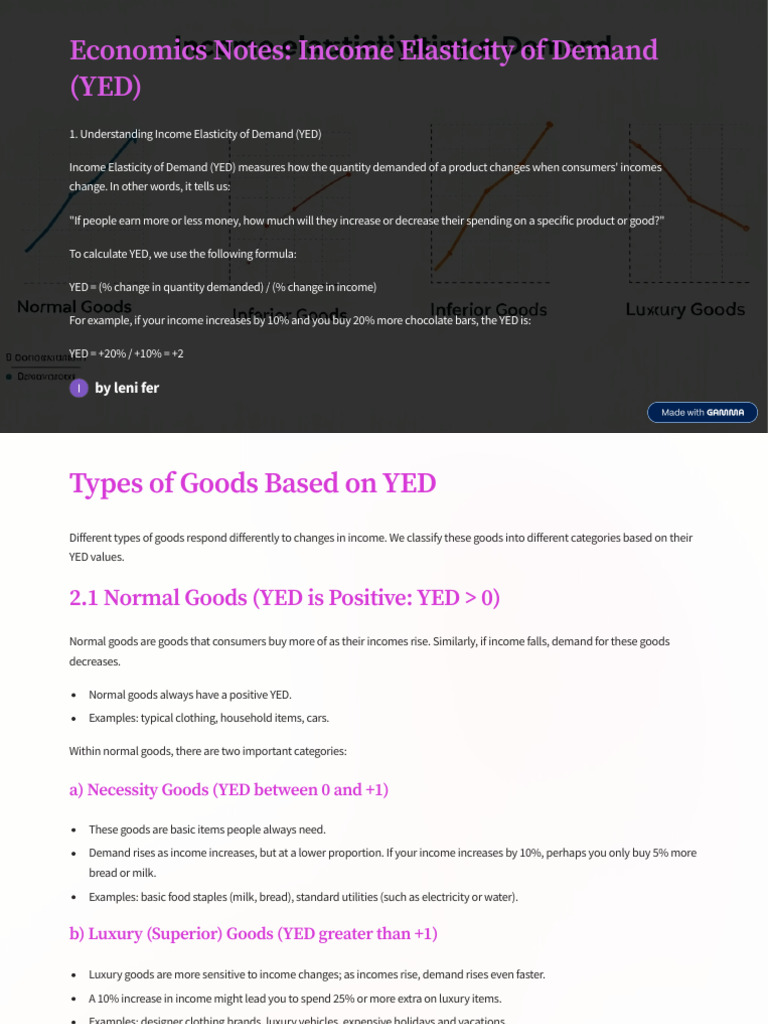 Economics Notes Income Elasticity of Demand YED | PDF | Goods | Luxury ...
