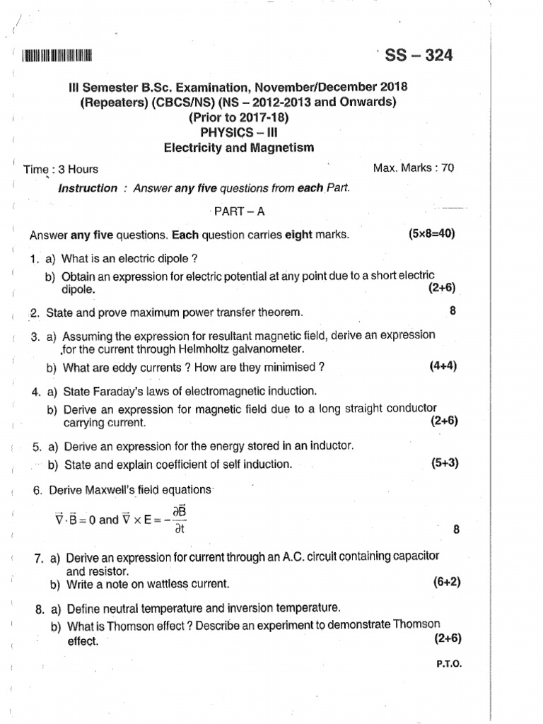 Physics III (Repeaters) | PDF