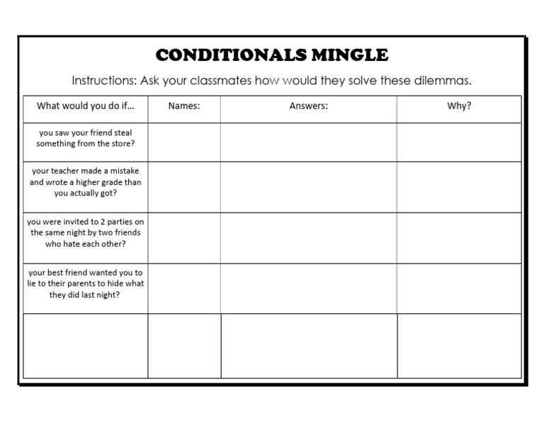 Conditionals Mingle Handout | PDF