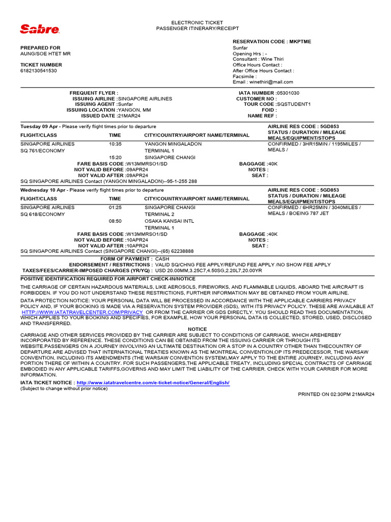 Mkptme - Aung Soe Htet MR | PDF | Airlines | Transport