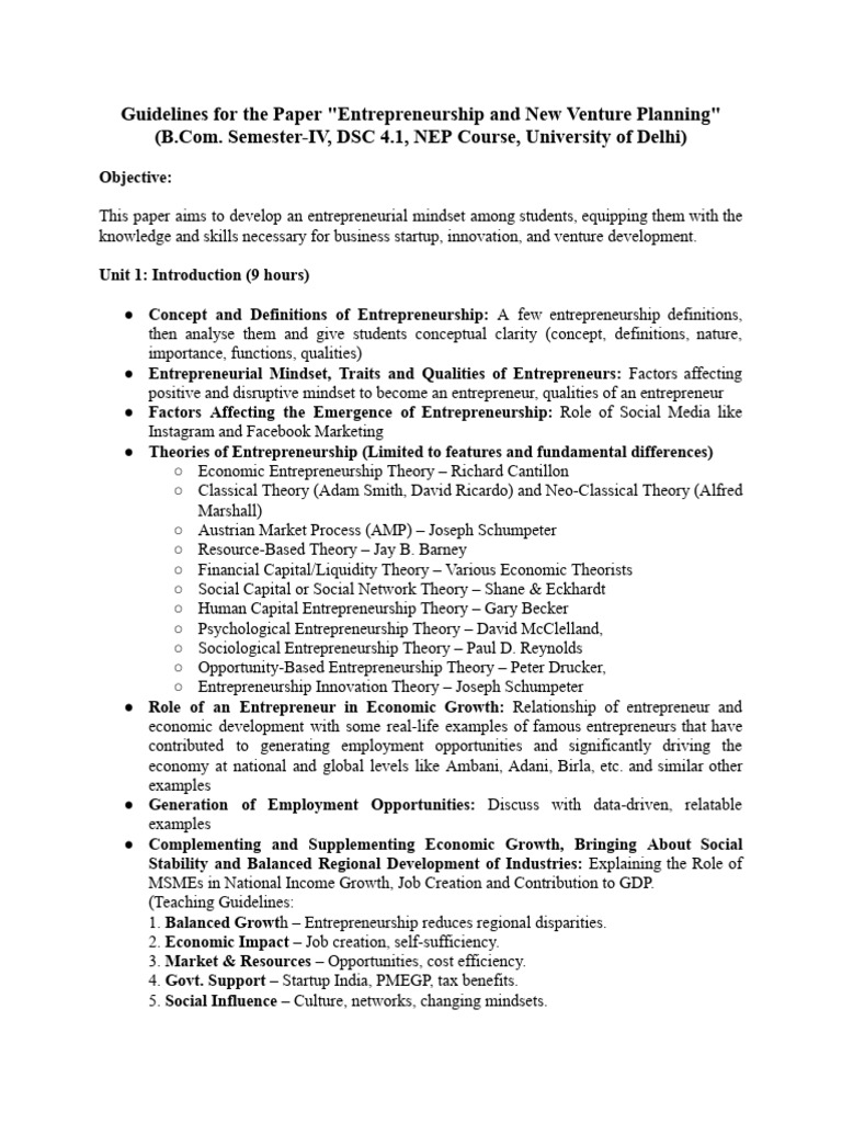Guidelines For The Paper Entrepreneurship and New Venture Planning (B ...