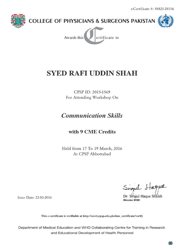 Communication Skills Certificate | PDF