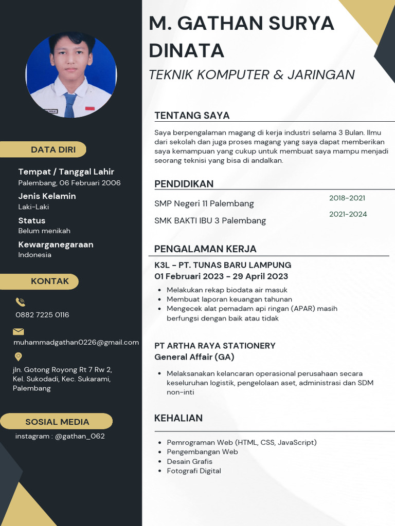 Resume - Muhammad Gathan Surya Dinata | PDF