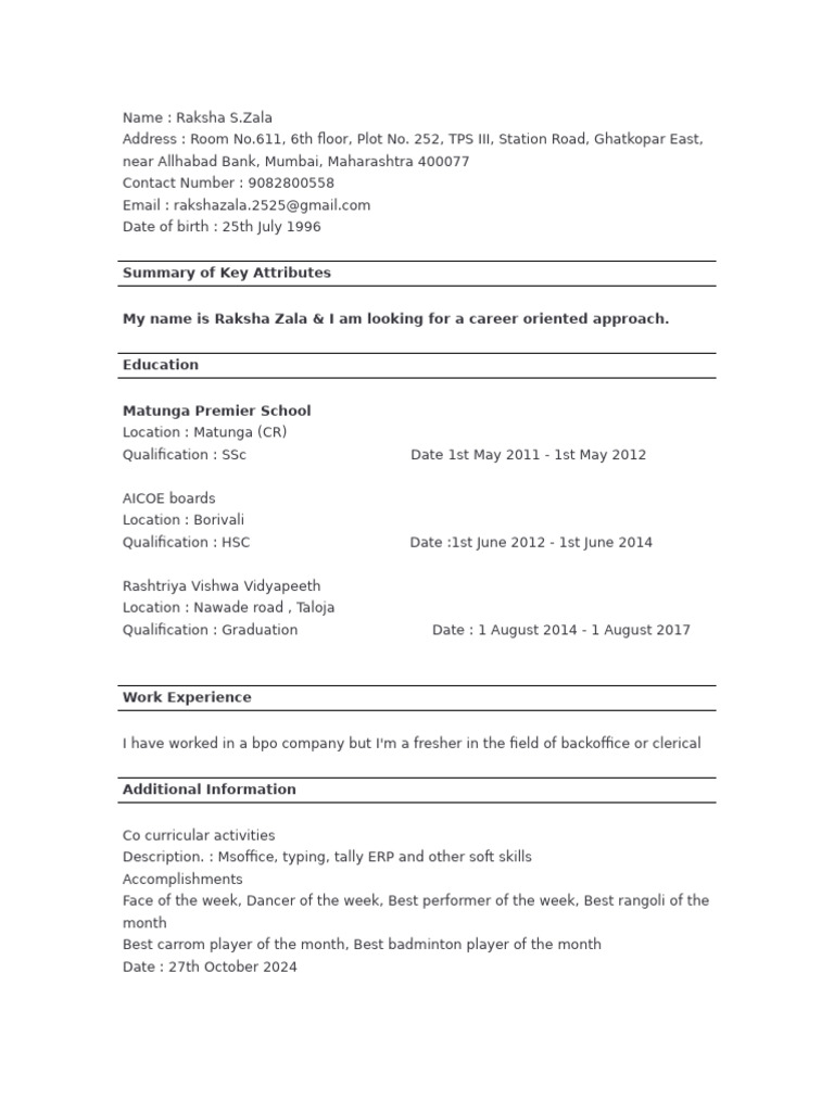 Resume HDFC | PDF