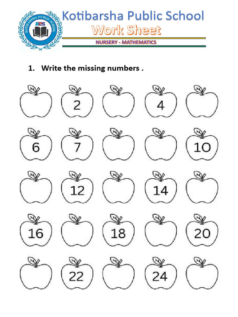 Nursery Mathematics Worksheet | PDF