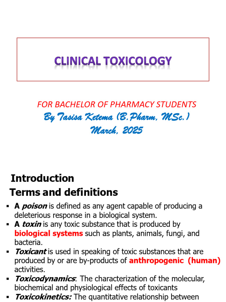 Clinical Toxicology Handout I | PDF | Toxicology | Poison