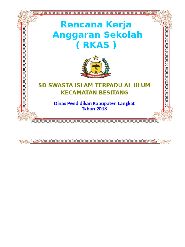 Rkas SD S Islam Terpadu Al Ulumtahun 2018 | PDF