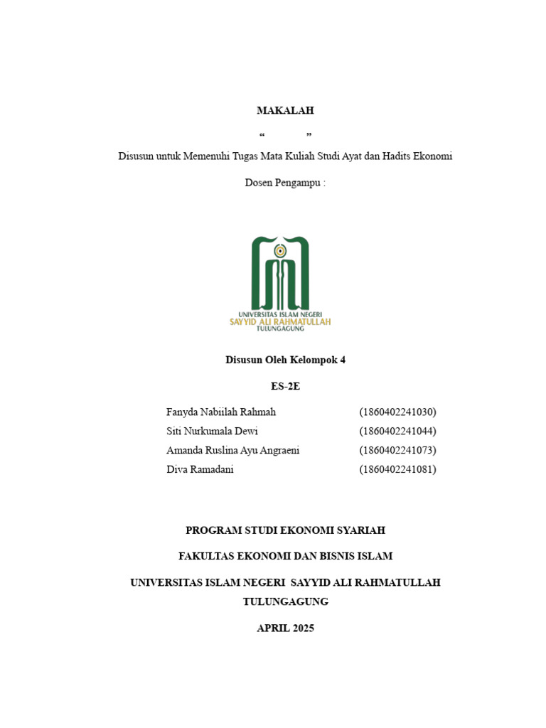 Studi Ayat Dan Hadits Kelompok 4 Es2e | PDF