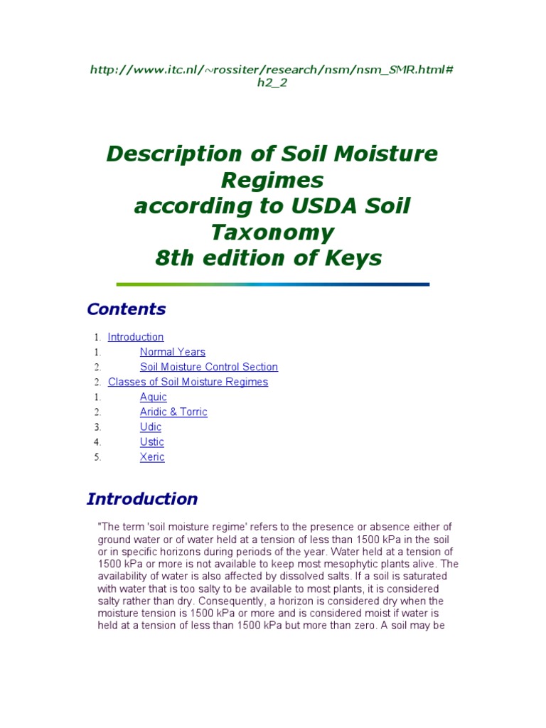 Soil Moisture Regimes | PDF | Climatology | Soil
