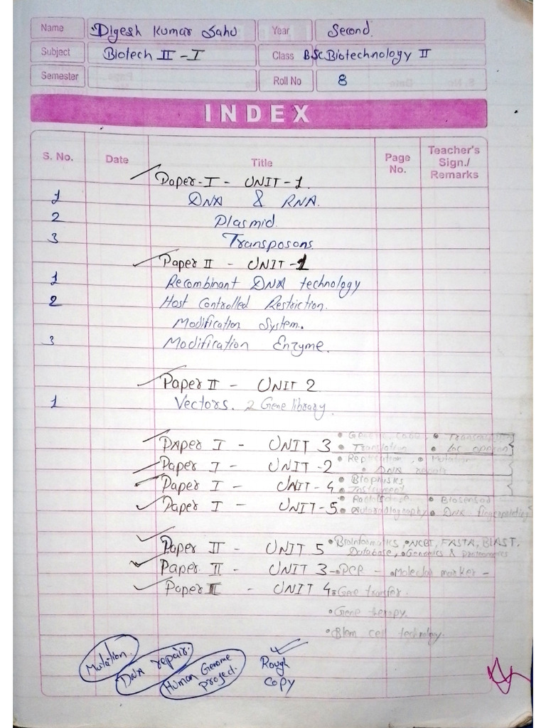 2nd Year Biotechnology Notes Senior | PDF