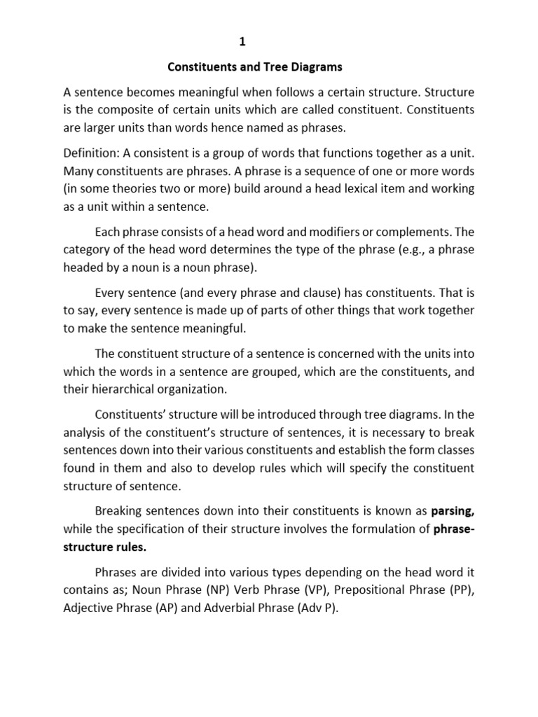 Constituents and Tree Diagrams | PDF | Phrase | Verb