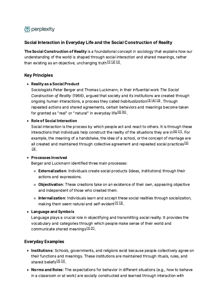 Social Interaction in Everyday Life and The Social | PDF | Reality ...