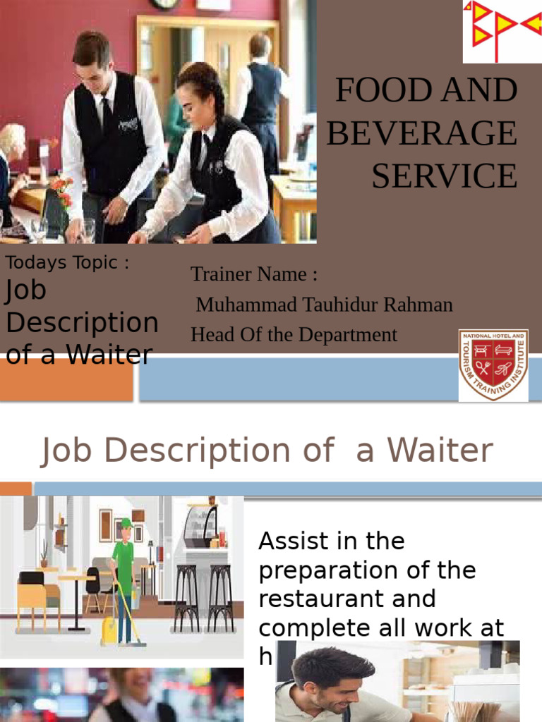 Job Description of Waiter | PDF