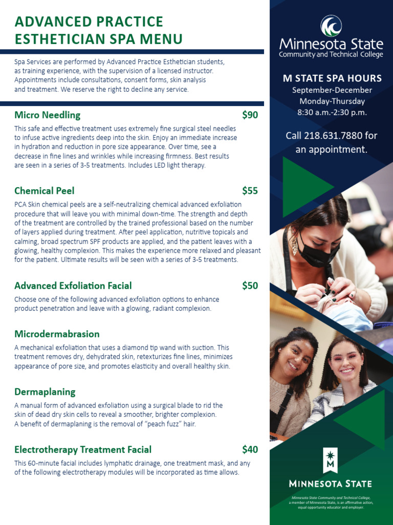 2023 Esthetician Spa Menu D10-19 | PDF | Medical Treatments | Skin