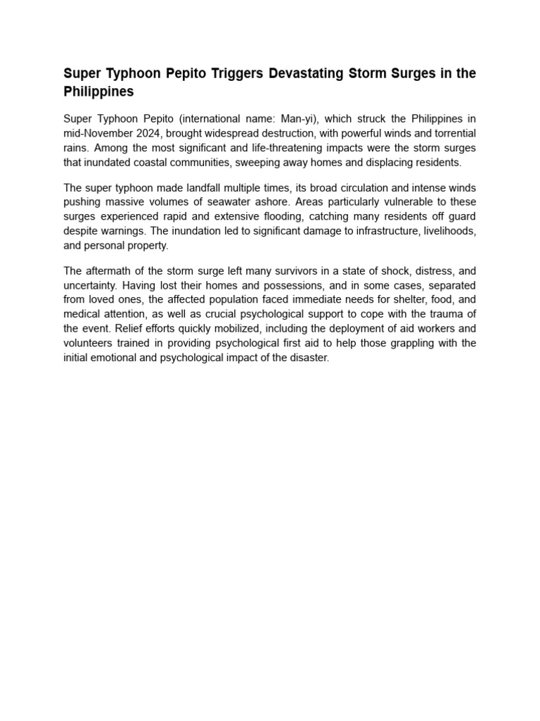 Storm at The Coastal Area Typhoon Pepito | PDF | Tropical Cyclones ...