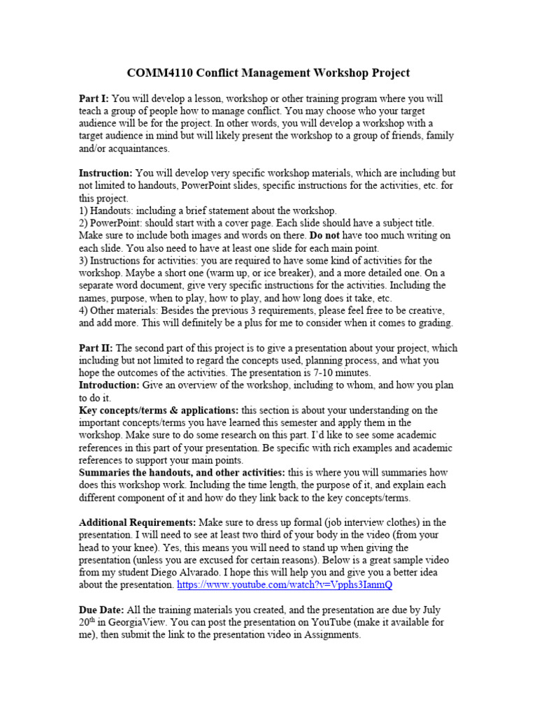 Conflict Management Workshop Plan | PDF | Microsoft Power Point | Human ...