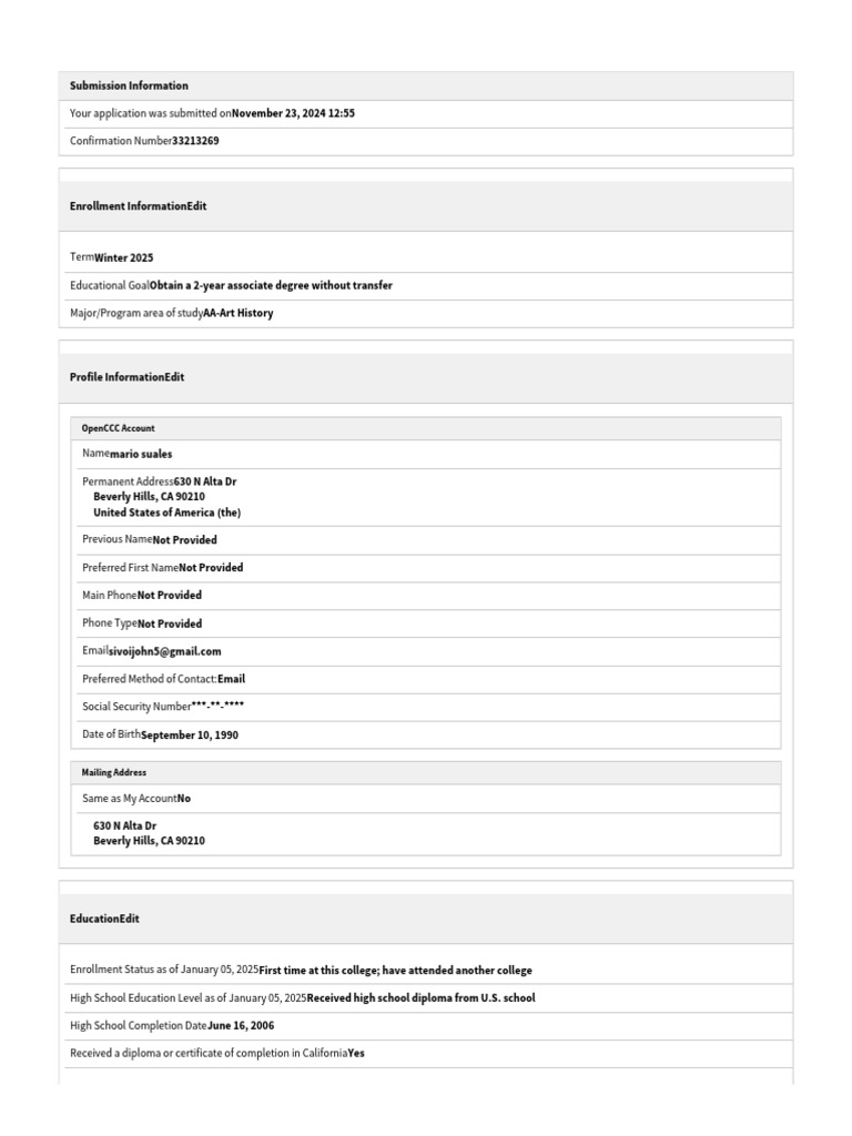 Foothill College Application Details | PDF | Temporary Assistance For ...