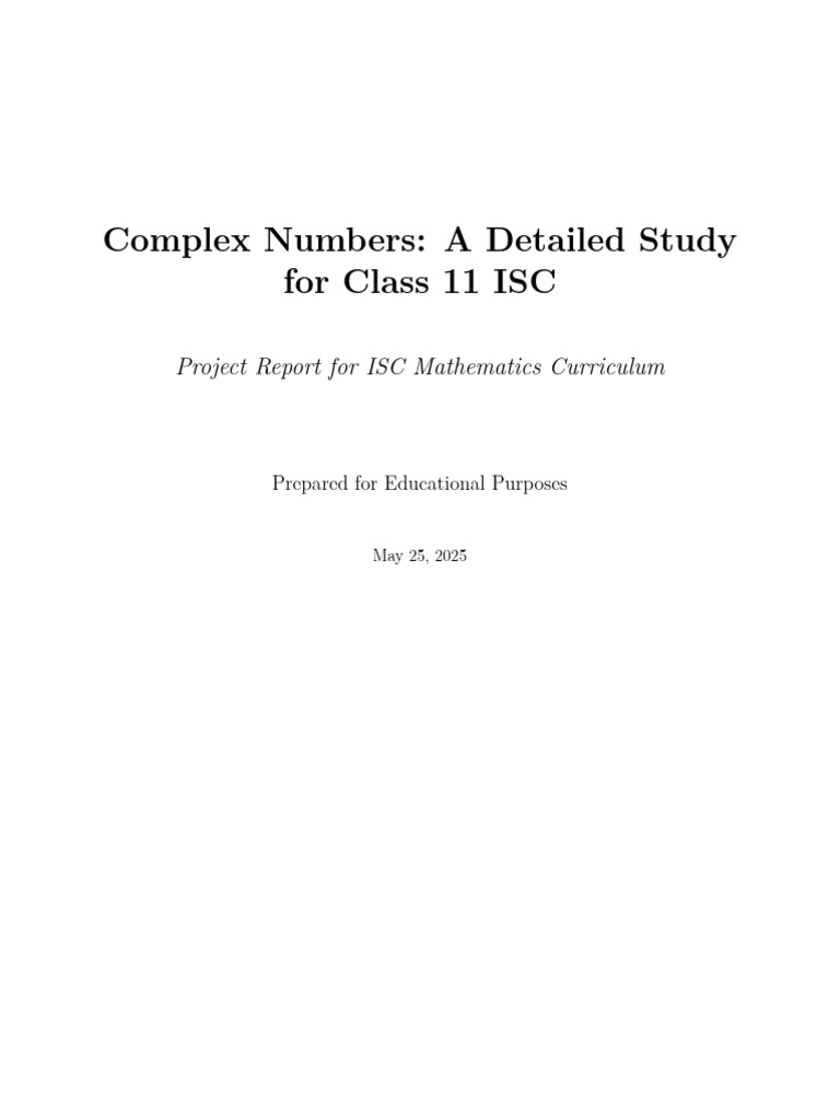 Class 11 Isc Project On Complex Numbers | PDF | Complex Number | Numbers